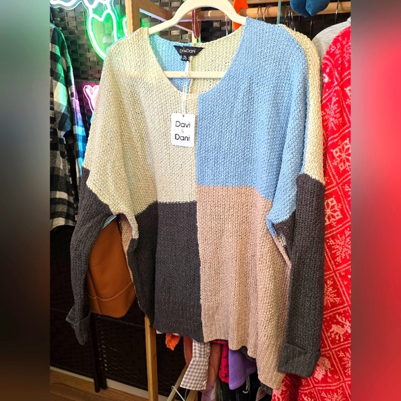 DAVI & DANI | Tops | Xl Nwt Davi Dani Multicolor Block Long Sleeve ...